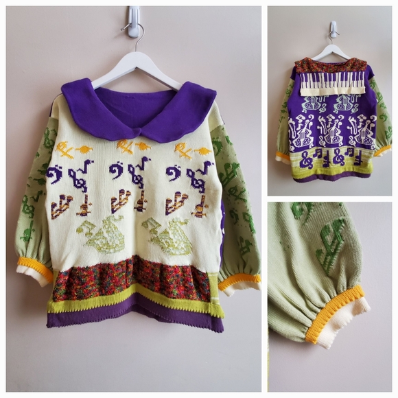 Vintage | Sweaters | Rare Vintage Music Inspired Fun Sweater With Piano ...